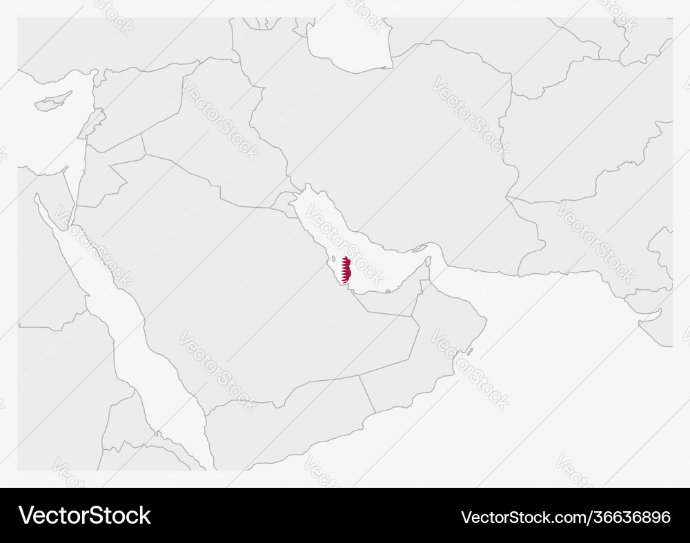 Qatar map highlighted in flag colors Royalty Free Vector