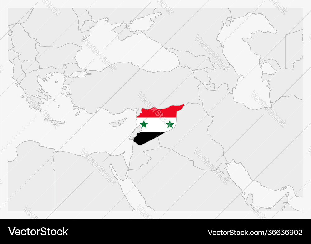 Syria map highlighted in flag colors Royalty Free Vector