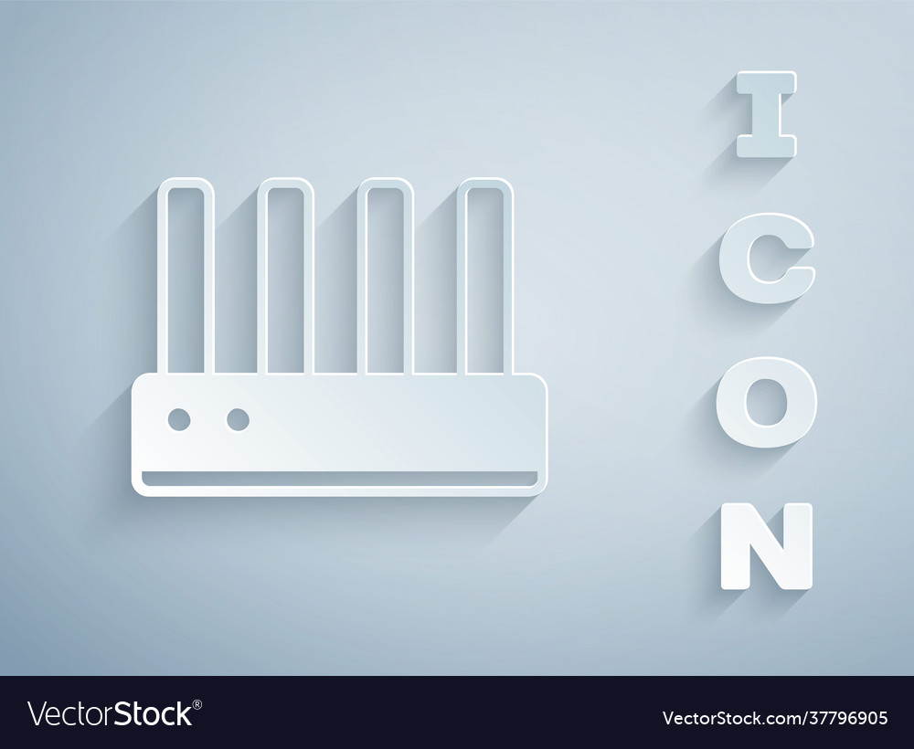 Paper Cut Router And Wi Fi Signal Icon Isolated Vector Image