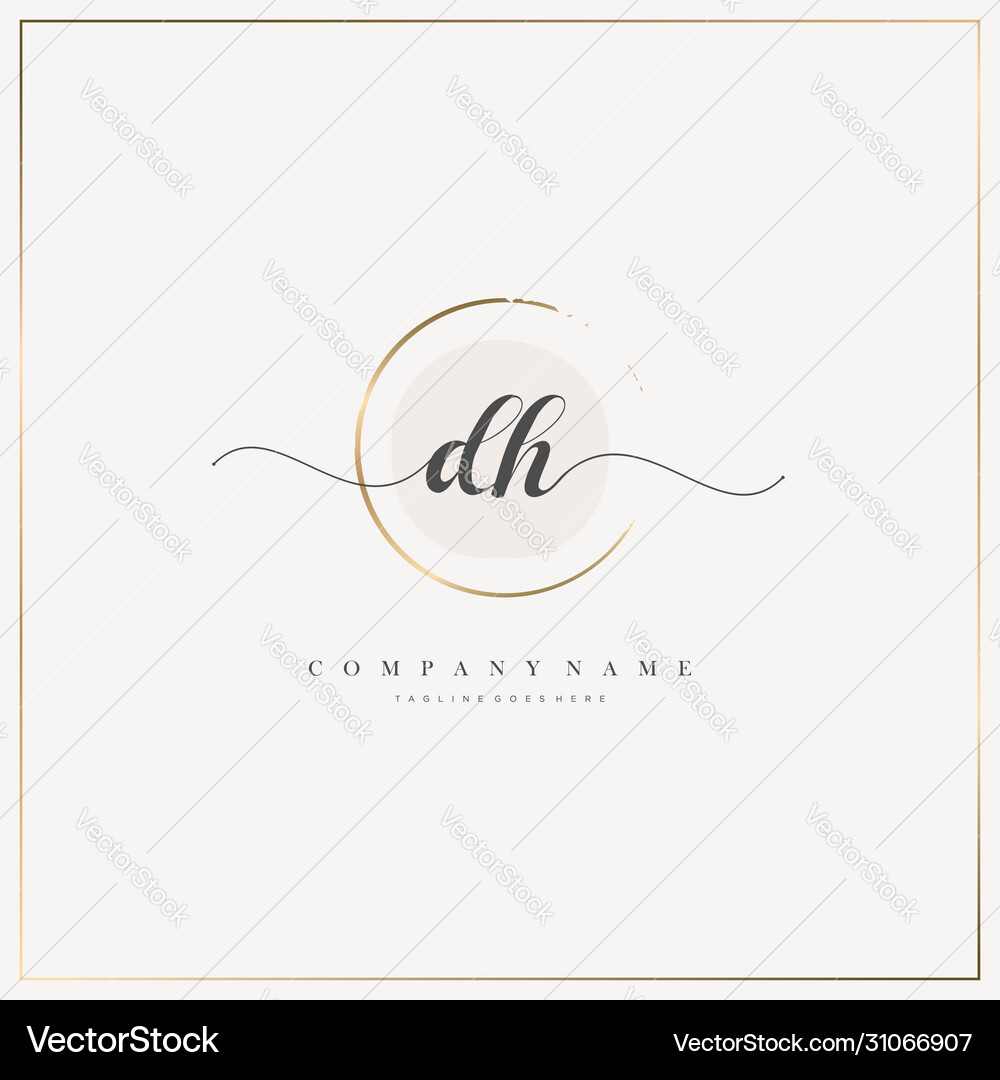 Dh initial letter handwriting logo hand drawn Vector Image