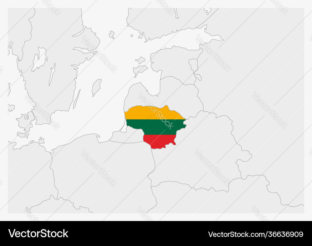 Lithuania map highlighted in flag colors Vector Image