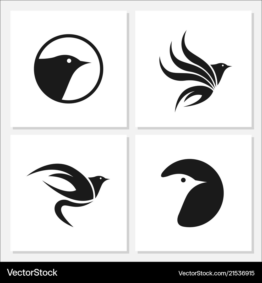 Bird flat logo set template design Royalty Free Vector Image