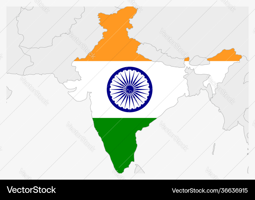 India map highlighted in flag colors Royalty Free Vector