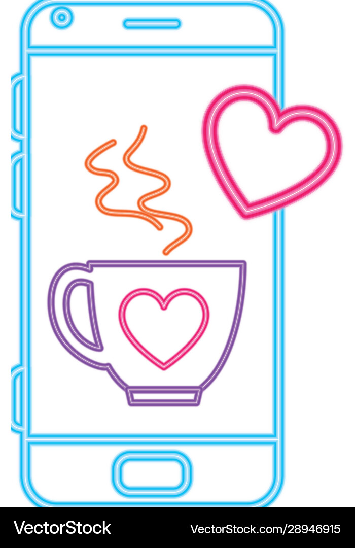 Smartphone screen in neon light on white Vector Image