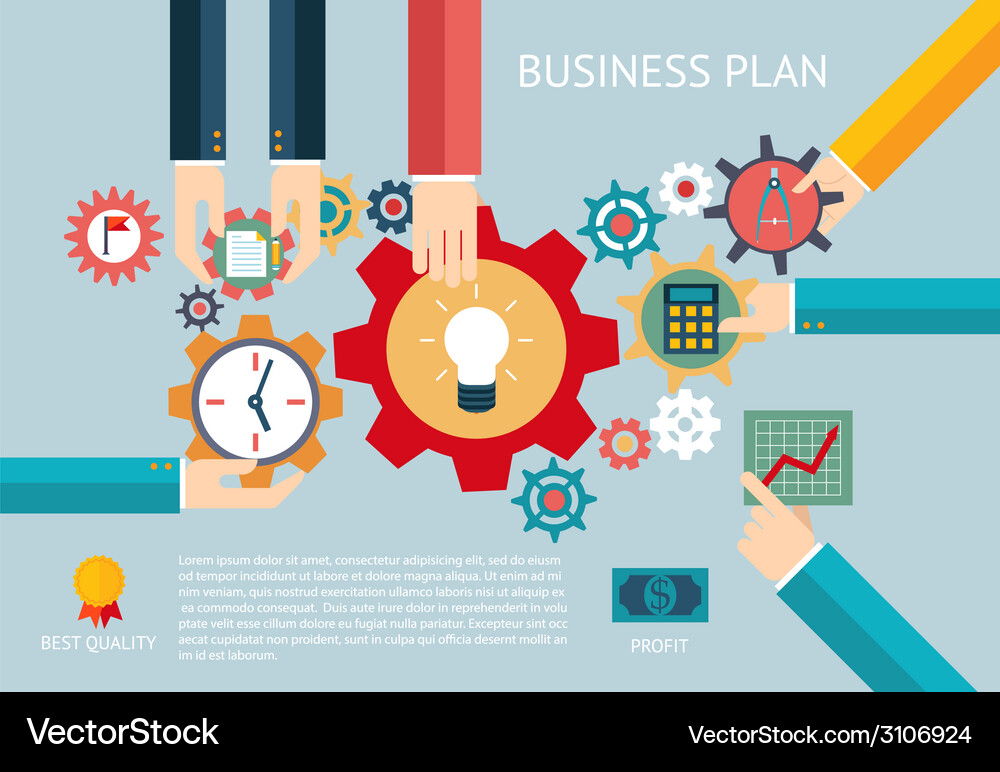 Business plan gears company team infographic work Vector Image