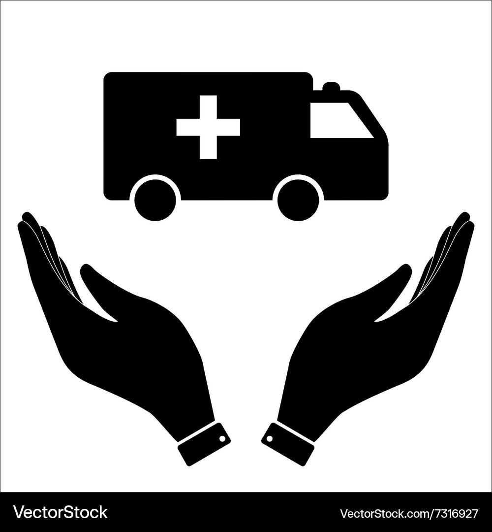 Ambulance in hand icon Royalty Free Vector Image