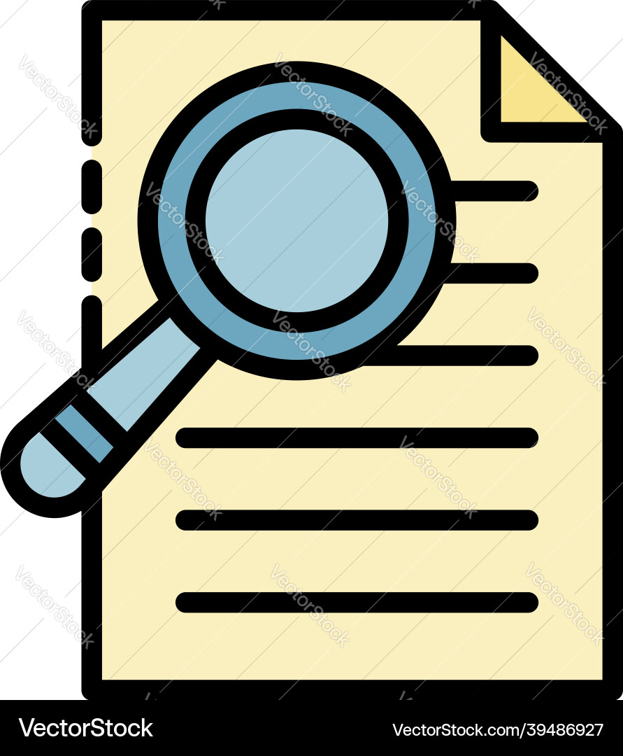 Search by document icon color outline Royalty Free Vector