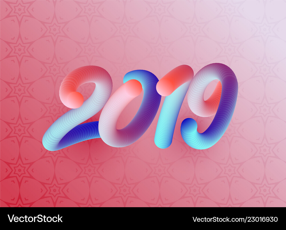 3d style 2019 colorful background Royalty Free Vector Image