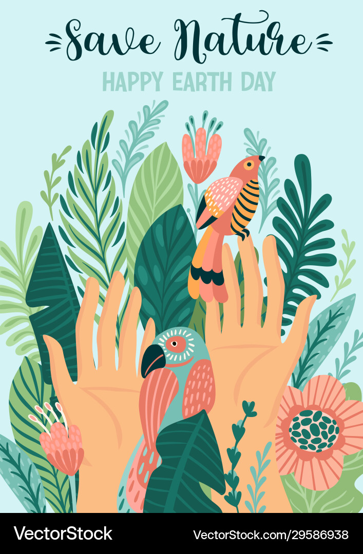 Save nature earth day template design Royalty Free Vector