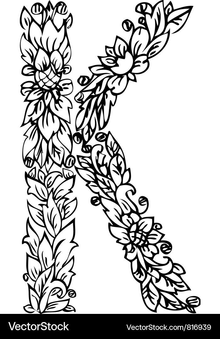 Letters floral k Royalty Free Vector Image - VectorStock