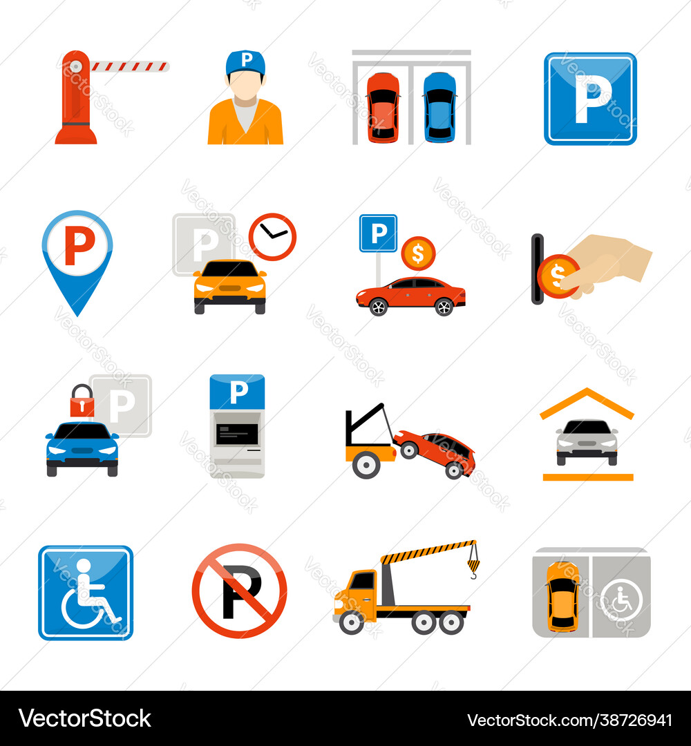 Parking icons set Royalty Free Vector Image - VectorStock