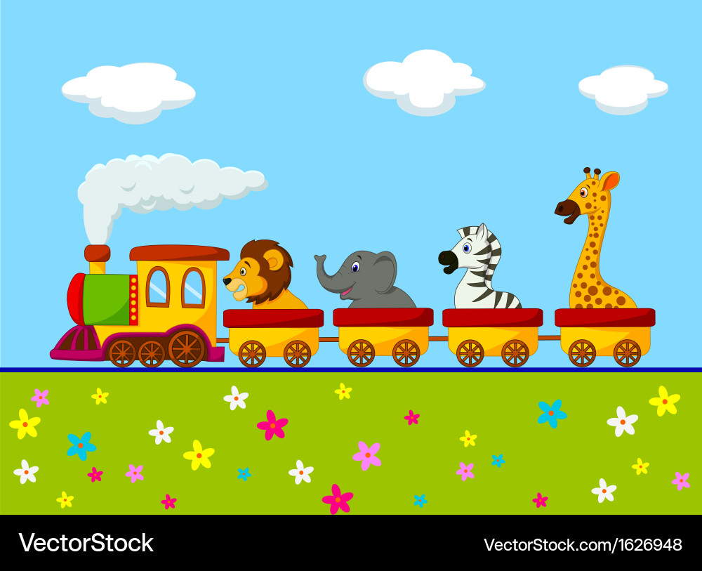Animal train cartoon Royalty Free Vector Image
