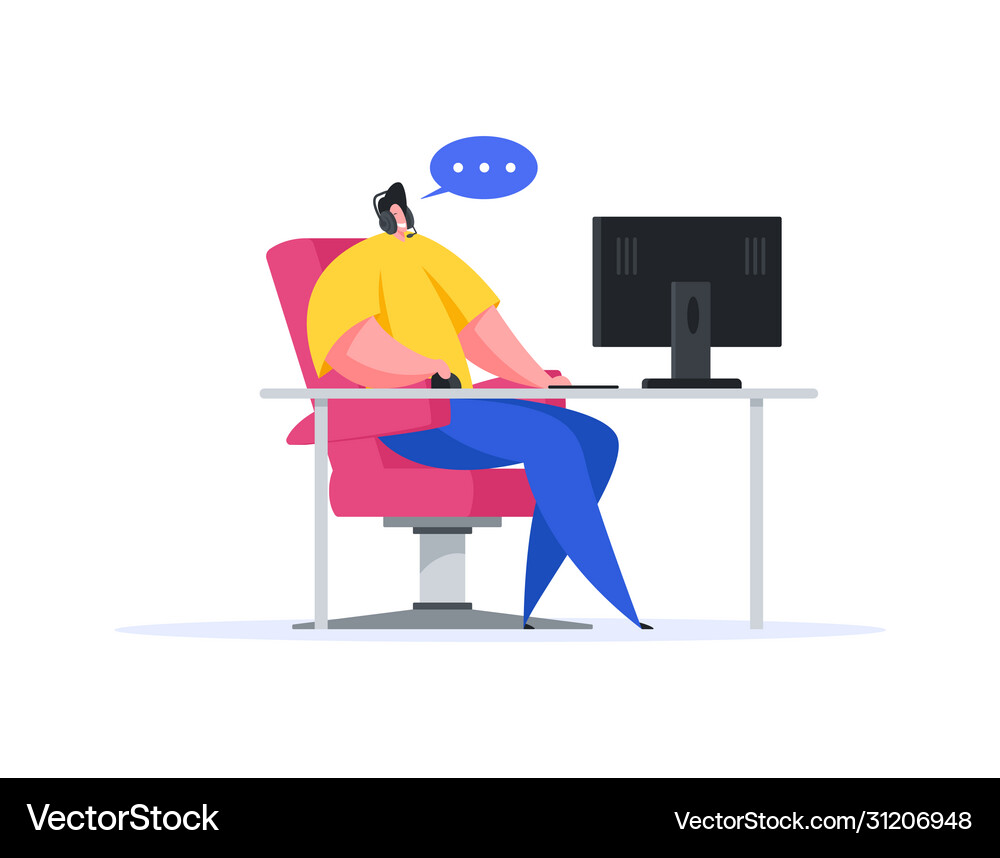 Happy gamer streaming video game on computer Vector Image