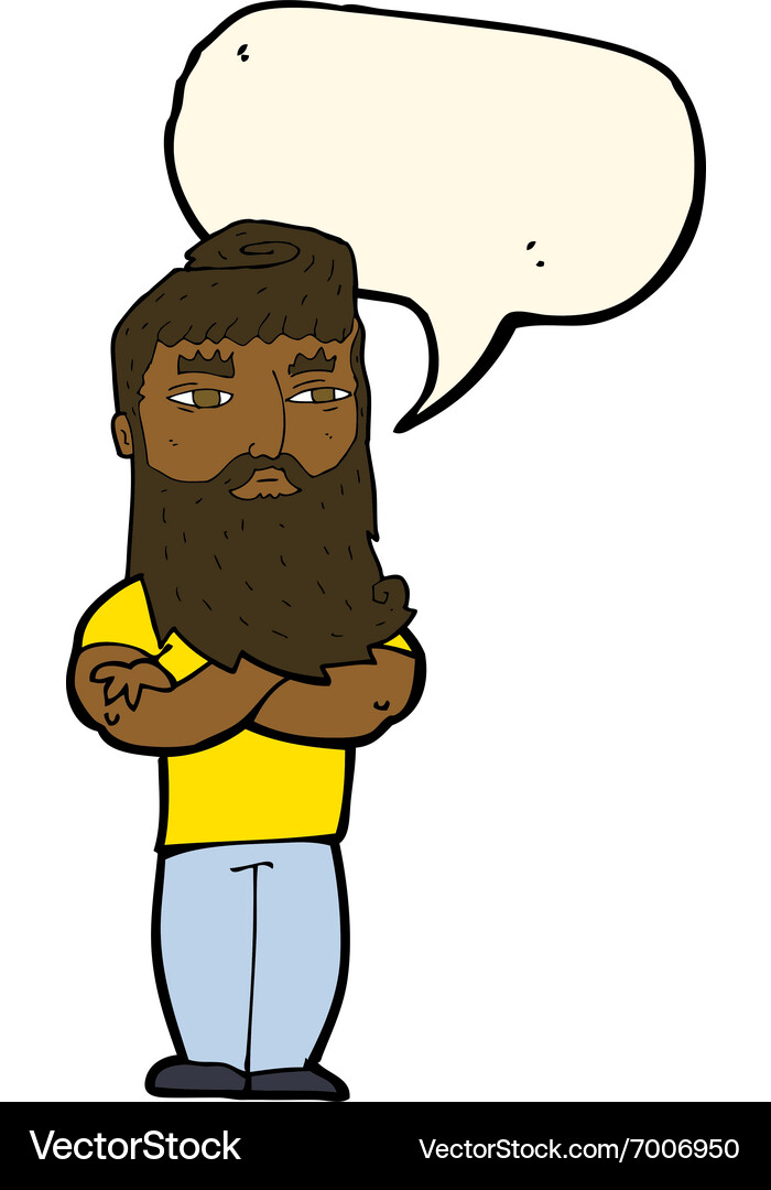 Cartoon serious man with beard with speech bubble Vector Image