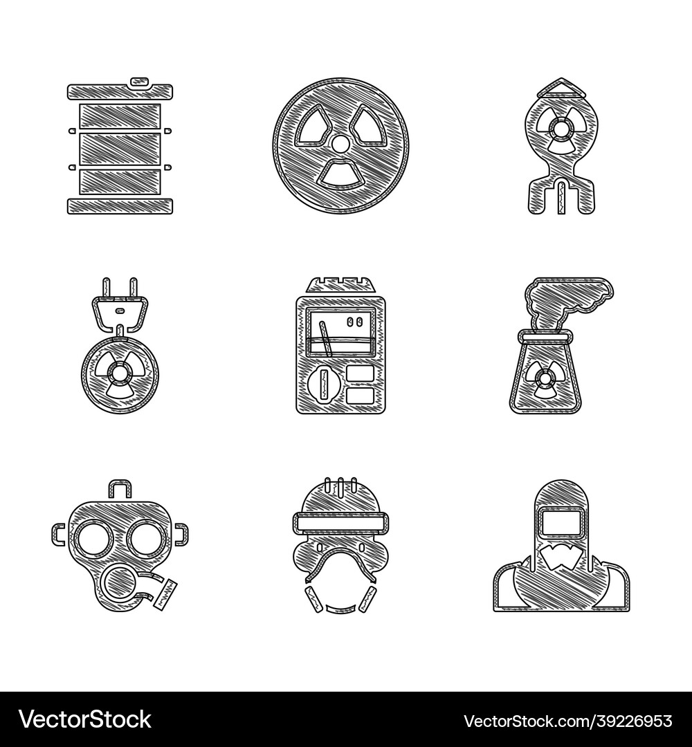 Set dosimeter nuclear reactor worker power plant Vector Image