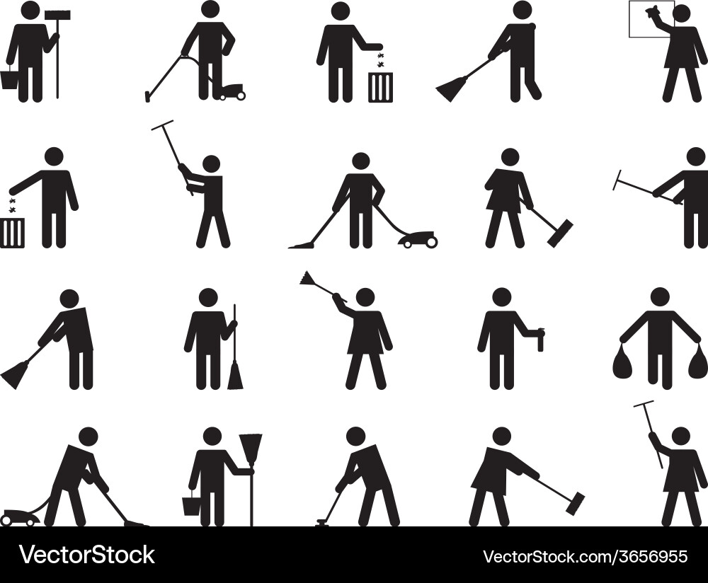Pictogram people cleaning Royalty Free Vector Image