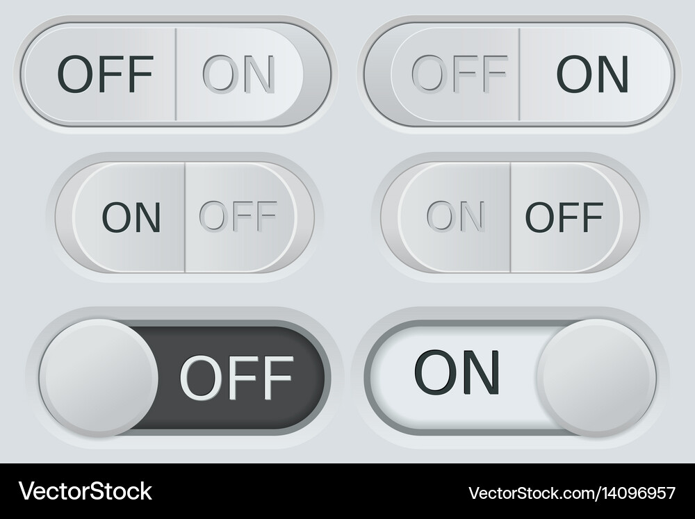 On and off toggle switch buttons black and white Vector Image