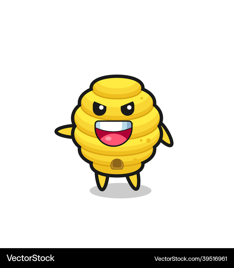 Bee hive cartoon with very excited pose Royalty Free Vector