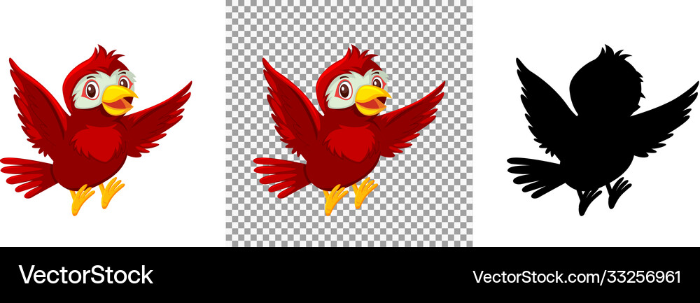 Cute red bird cartoon character Royalty Free Vector Image