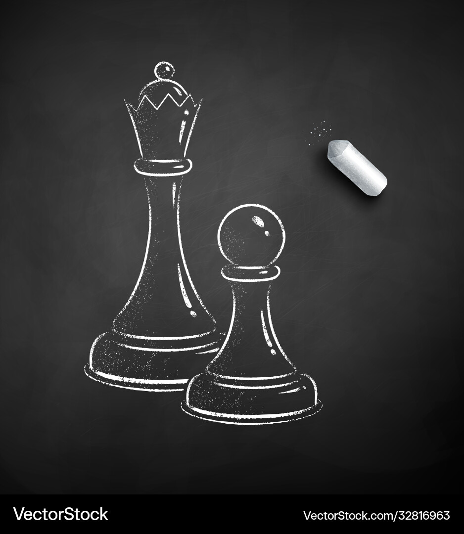 Chalk drawn chess figures Royalty Free Vector Image