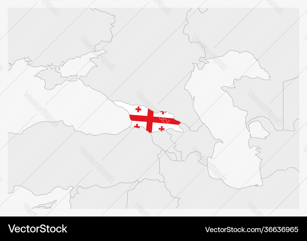 Georgia map highlighted in flag colors Royalty Free Vector