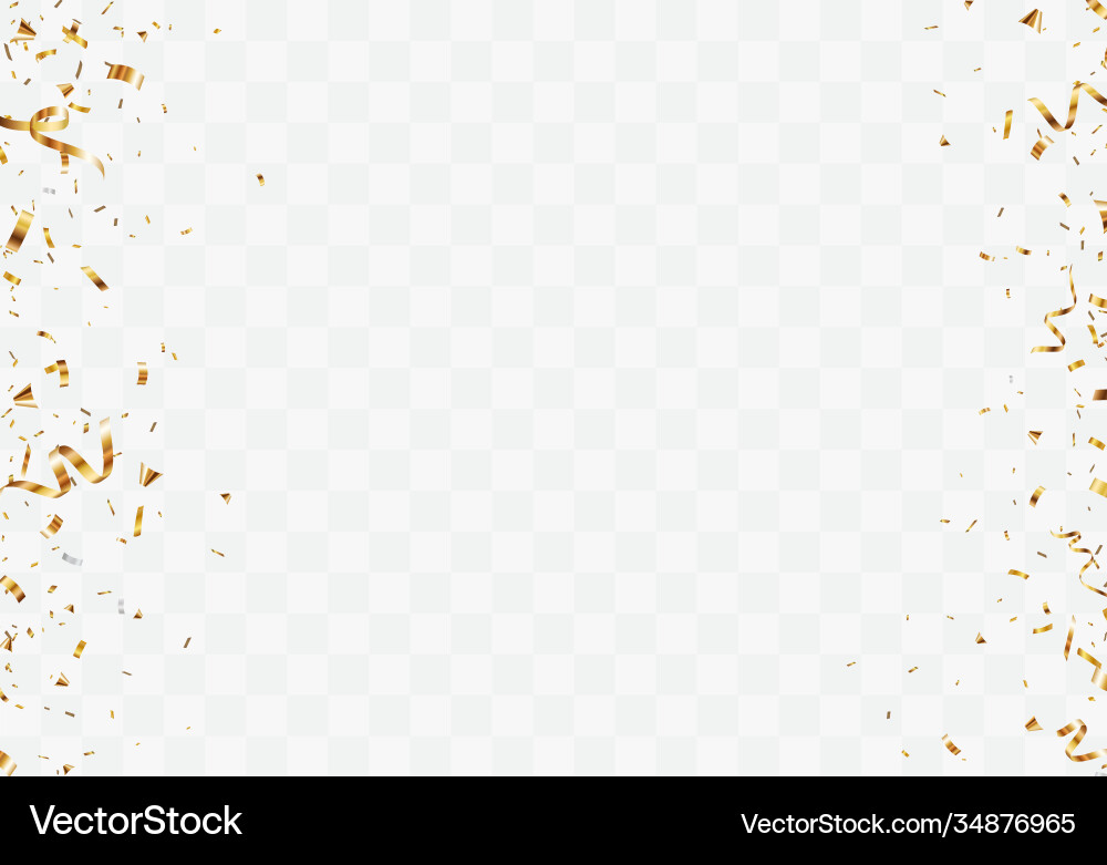 Gold confetti background isolated on transparent Vector Image