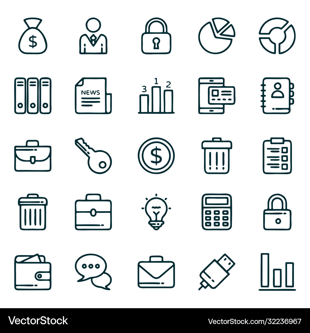 Business user line icons group profile Royalty Free Vector