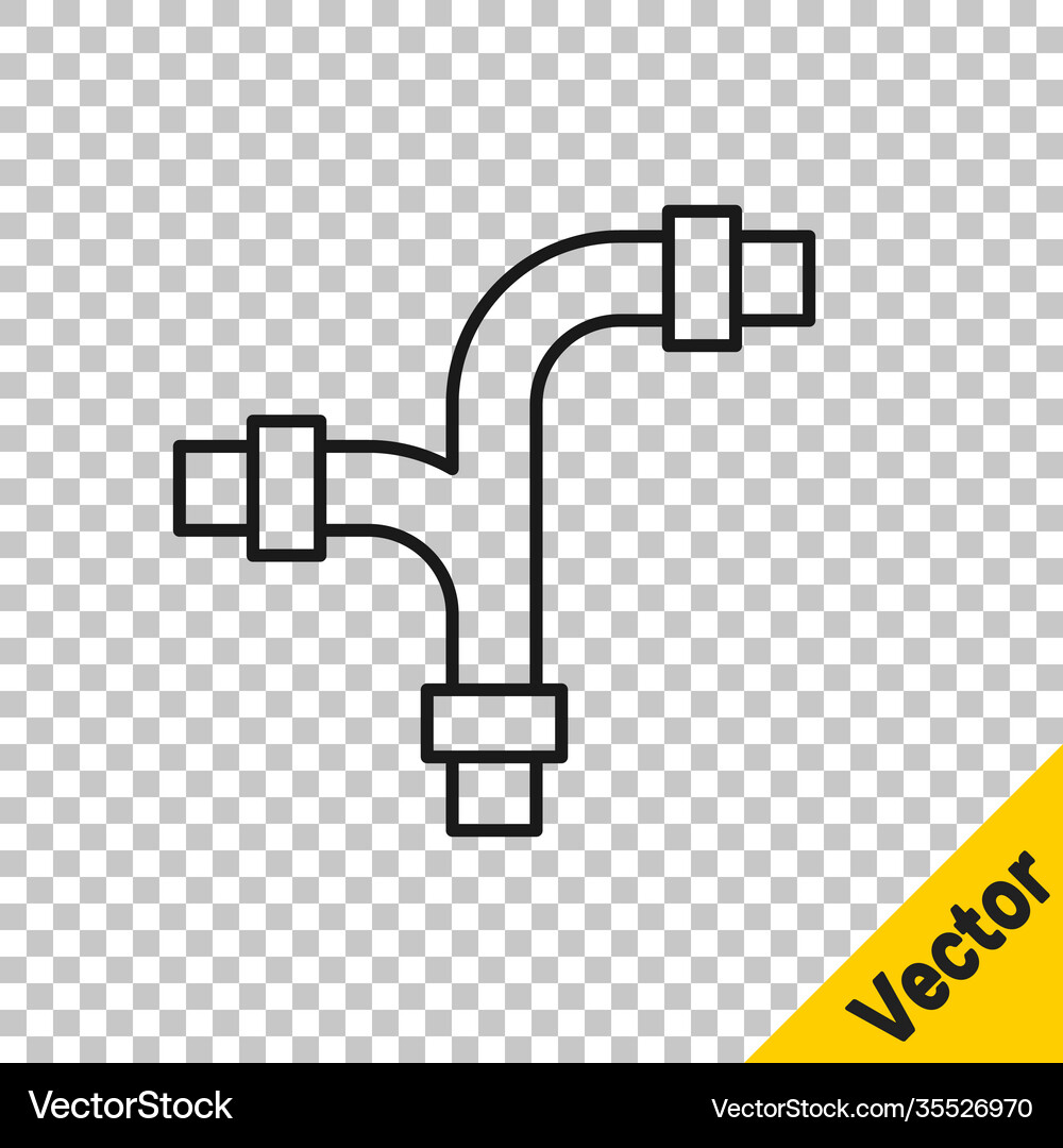 Black line industry metallic pipe icon isolated Vector Image