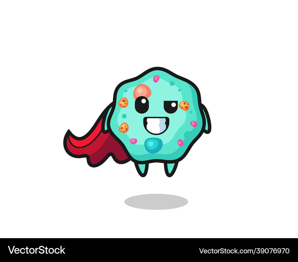 Cute amoeba character as a flying superhero Vector Image