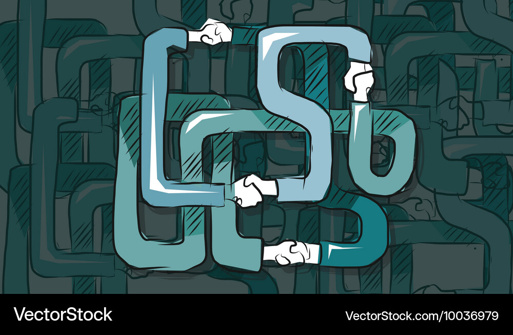 Hand shake holding complicated partnership Vector Image