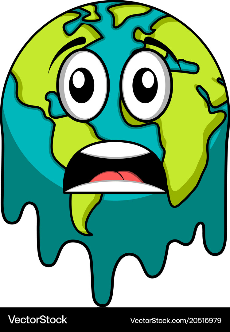 Sad earth emote earth day Royalty Free Vector Image