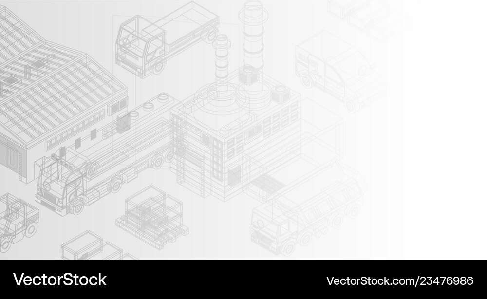 Freight delivery transport on white blueprint Vector Image