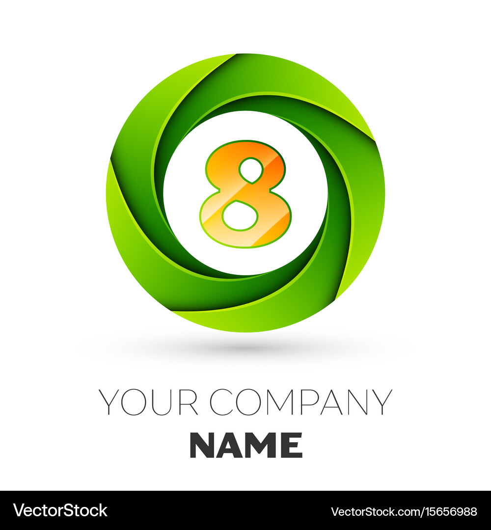 Realistic number eight logo in the colorful circle Royalty Free Vector ...