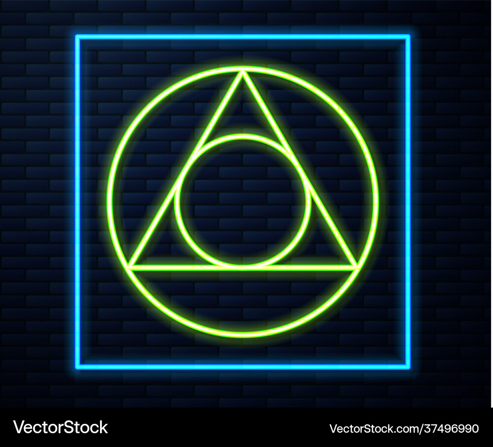 Glowing neon line triangle math icon isolated Vector Image