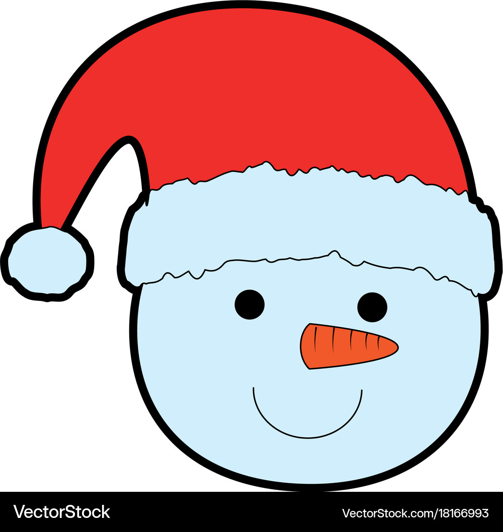 Cute snowman head character icon Royalty Free Vector Image