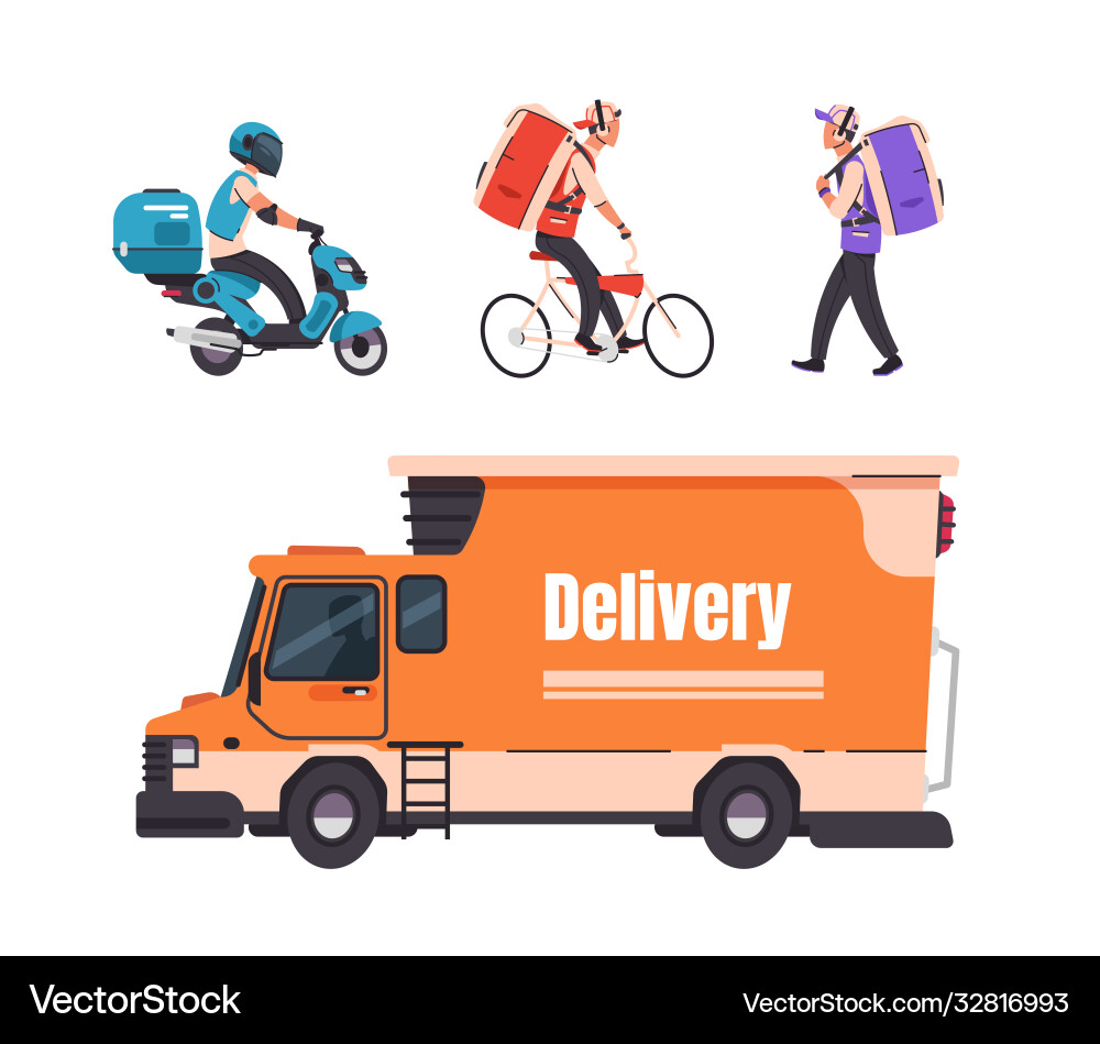 Delivery service cartoon walking courier Vector Image