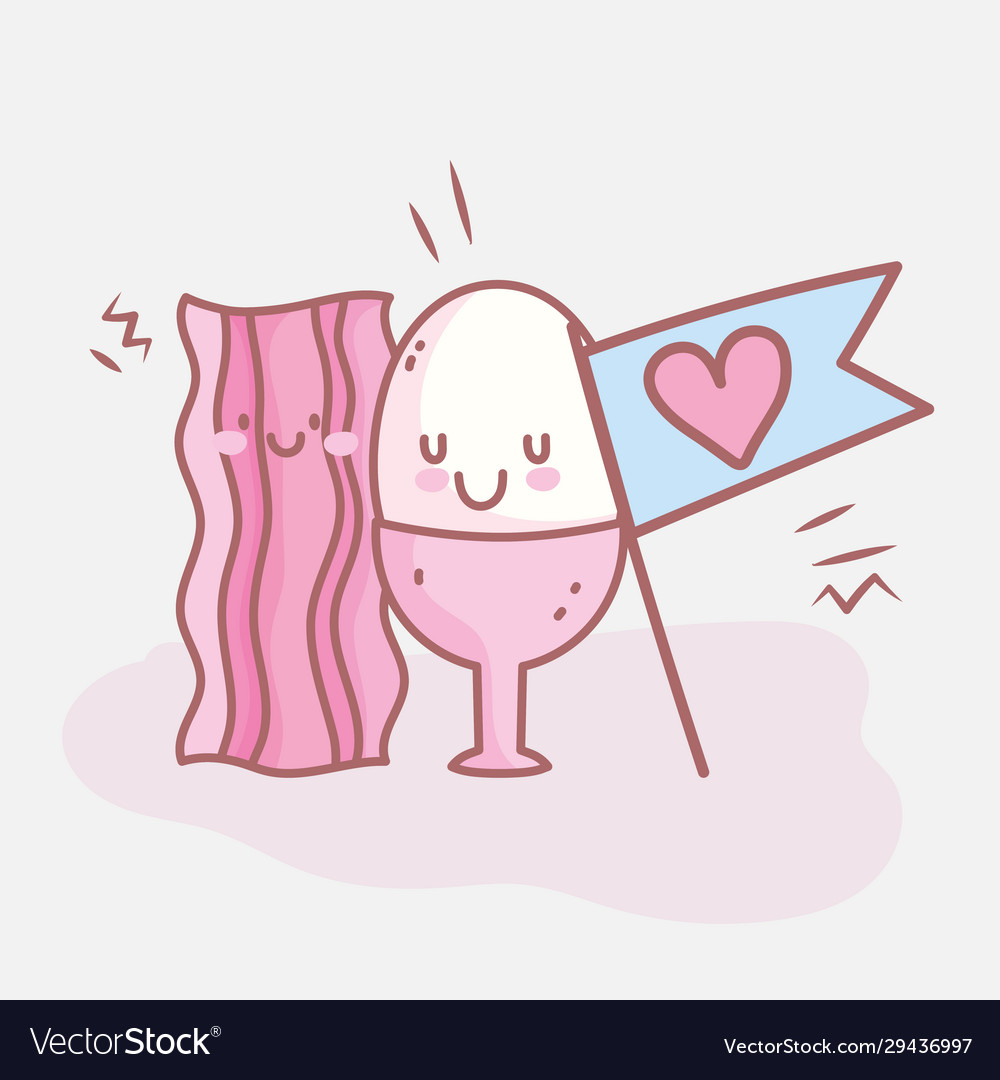 Boiled egg bacon with love menu restaurant food Vector Image