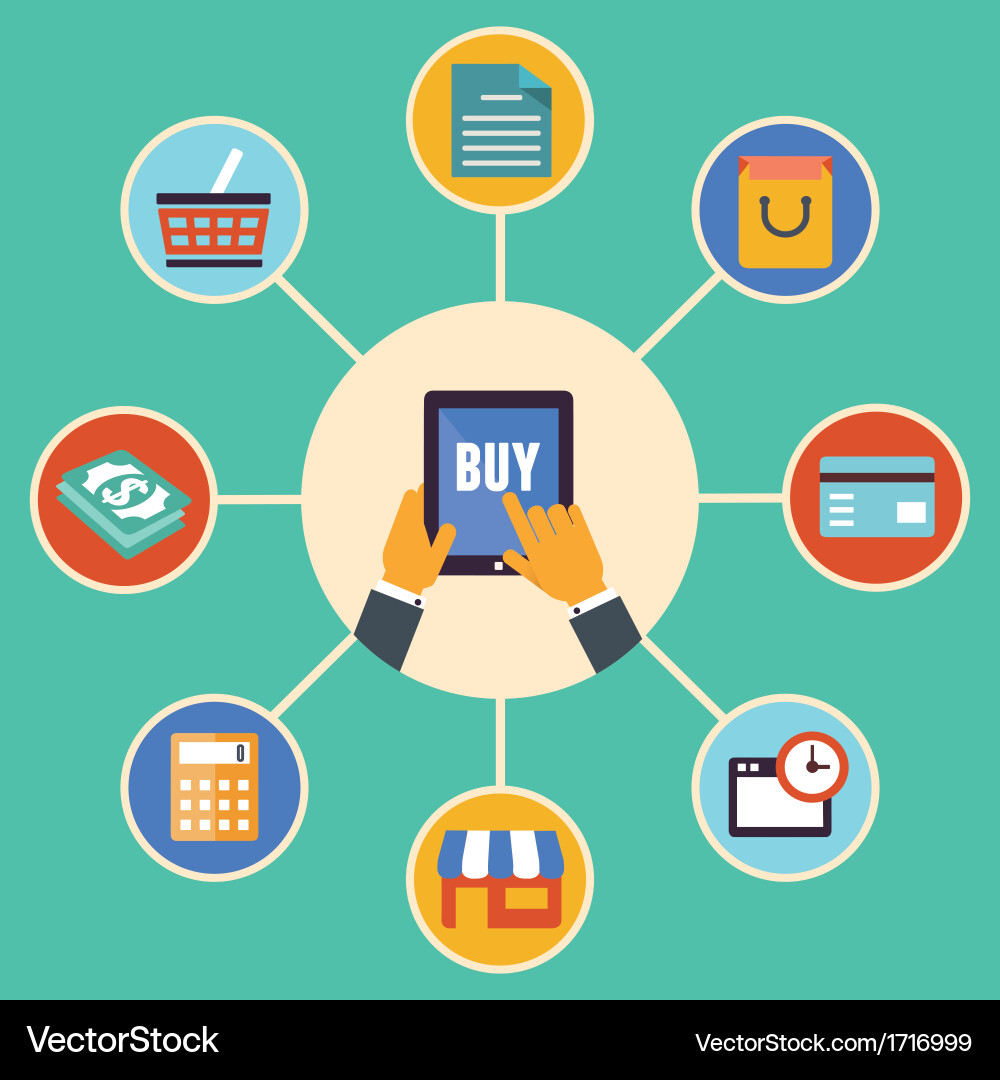 Flat design concept of e-commerce symbols Vector Image