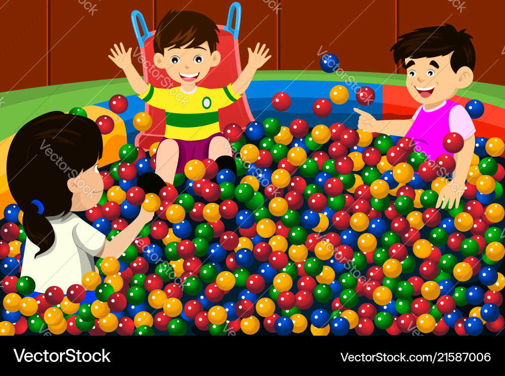 Kids playing in ball pool Royalty Free Vector Image