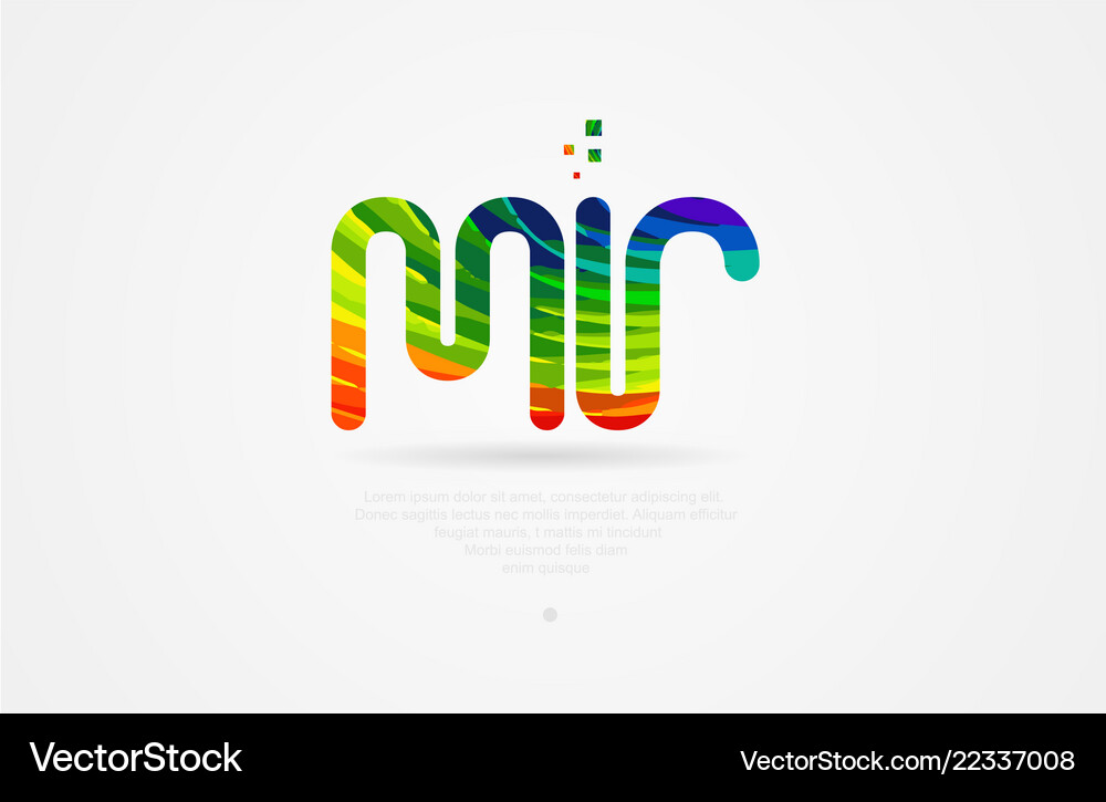 Mr m r rainbow colored alphabet letter logo Vector Image