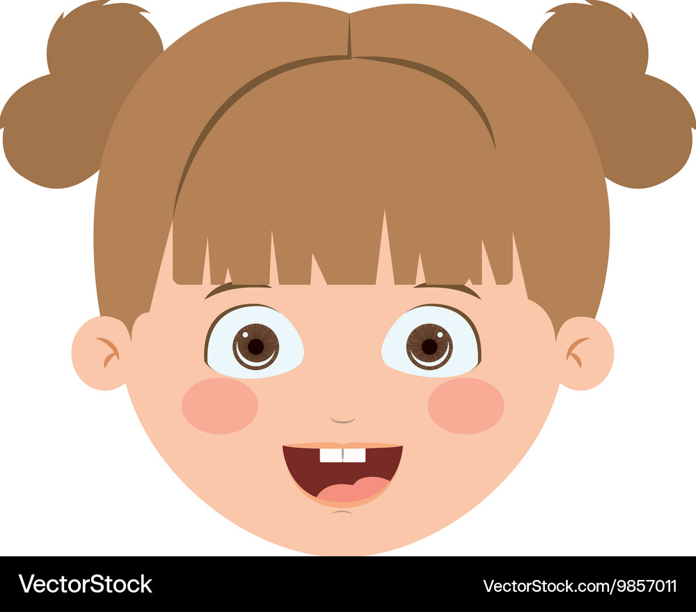 Front head girl isolated icon design Royalty Free Vector