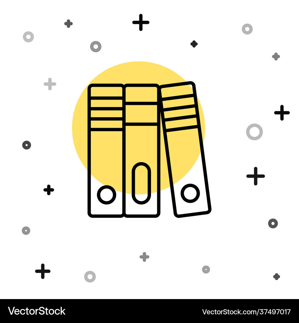 Black line office folders with papers Royalty Free Vector