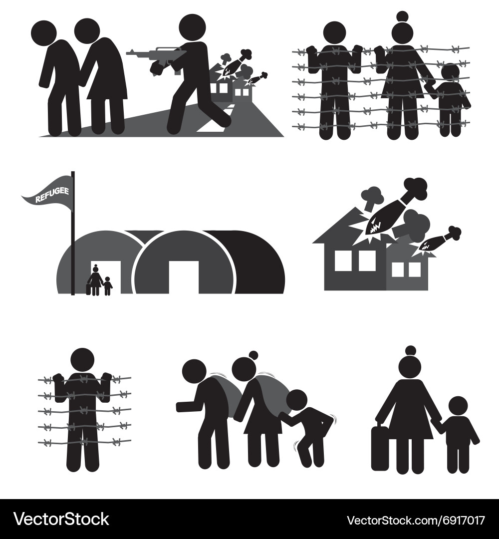 Refugee Icon Set Royalty Free Vector Image - VectorStock