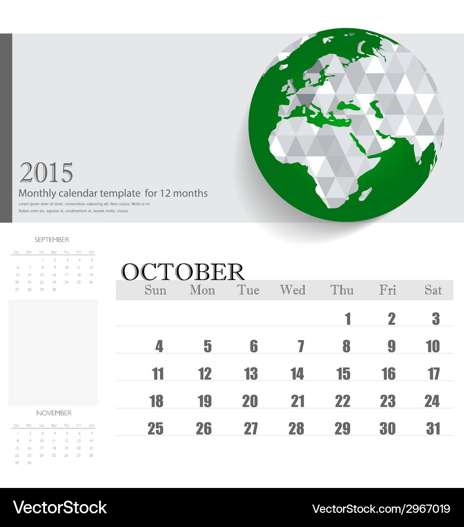 Simple 2015 calendar october Royalty Free Vector Image
