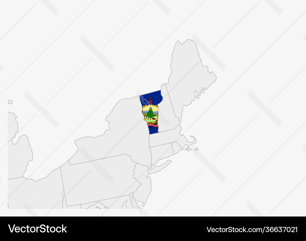 Us state vermont map highlighted in vermont flag Vector Image