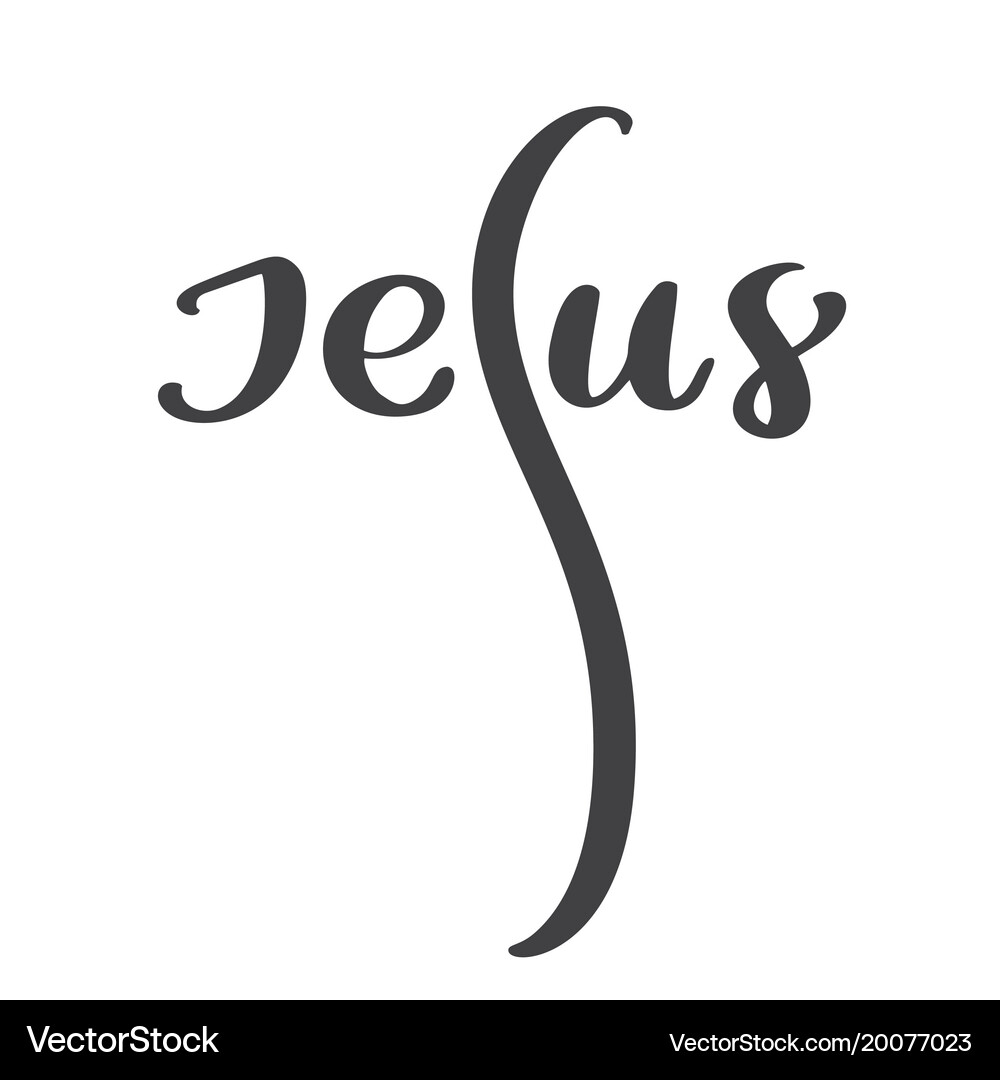 Hand drawn jesus lettering text text cross form Vector Image