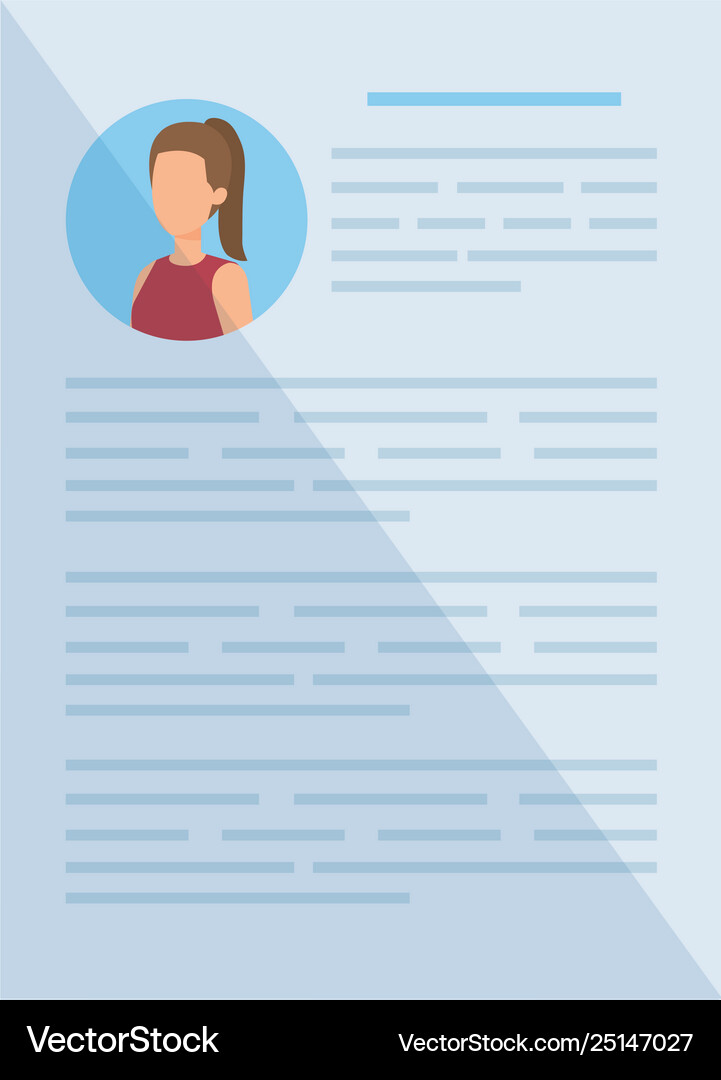 Female curriculum vitae document Royalty Free Vector Image