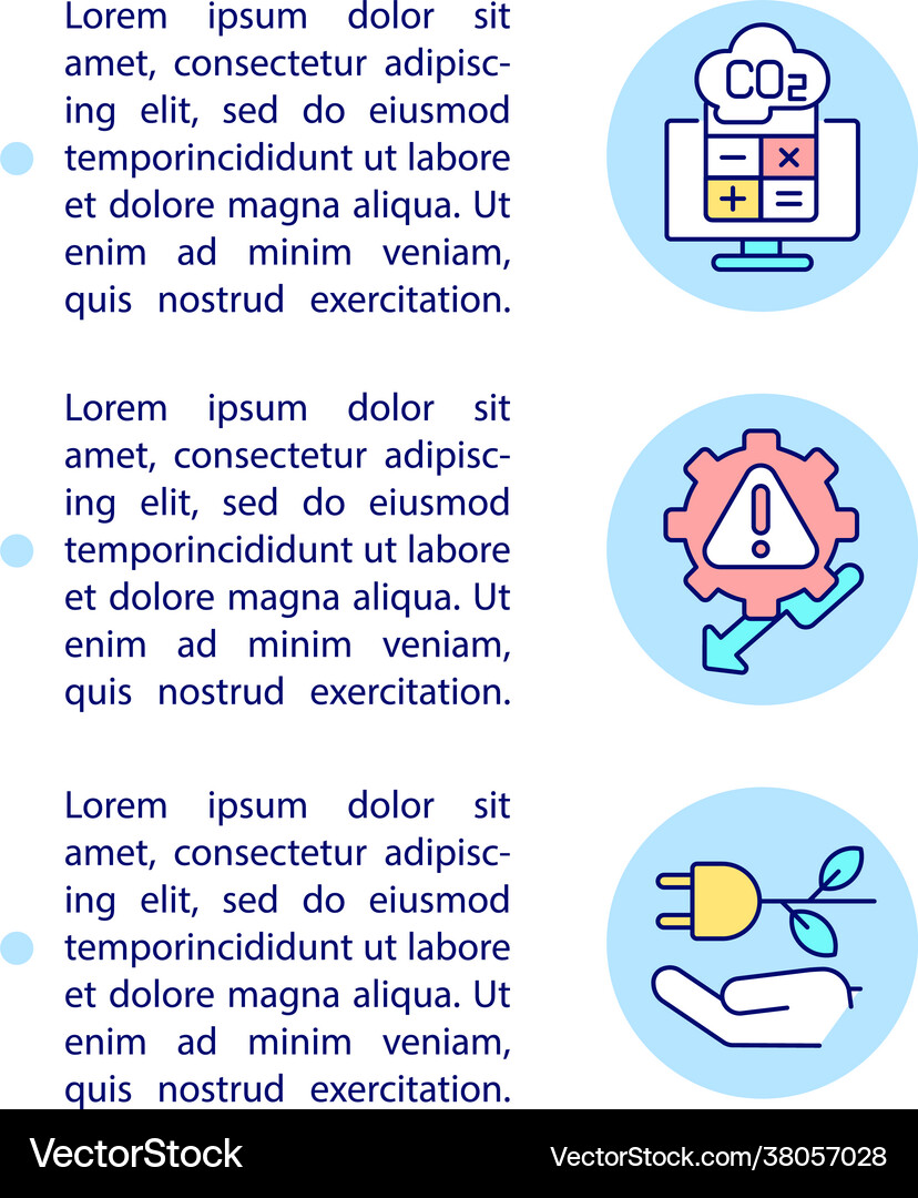 Carbon offset steps concept line icons with text Vector Image
