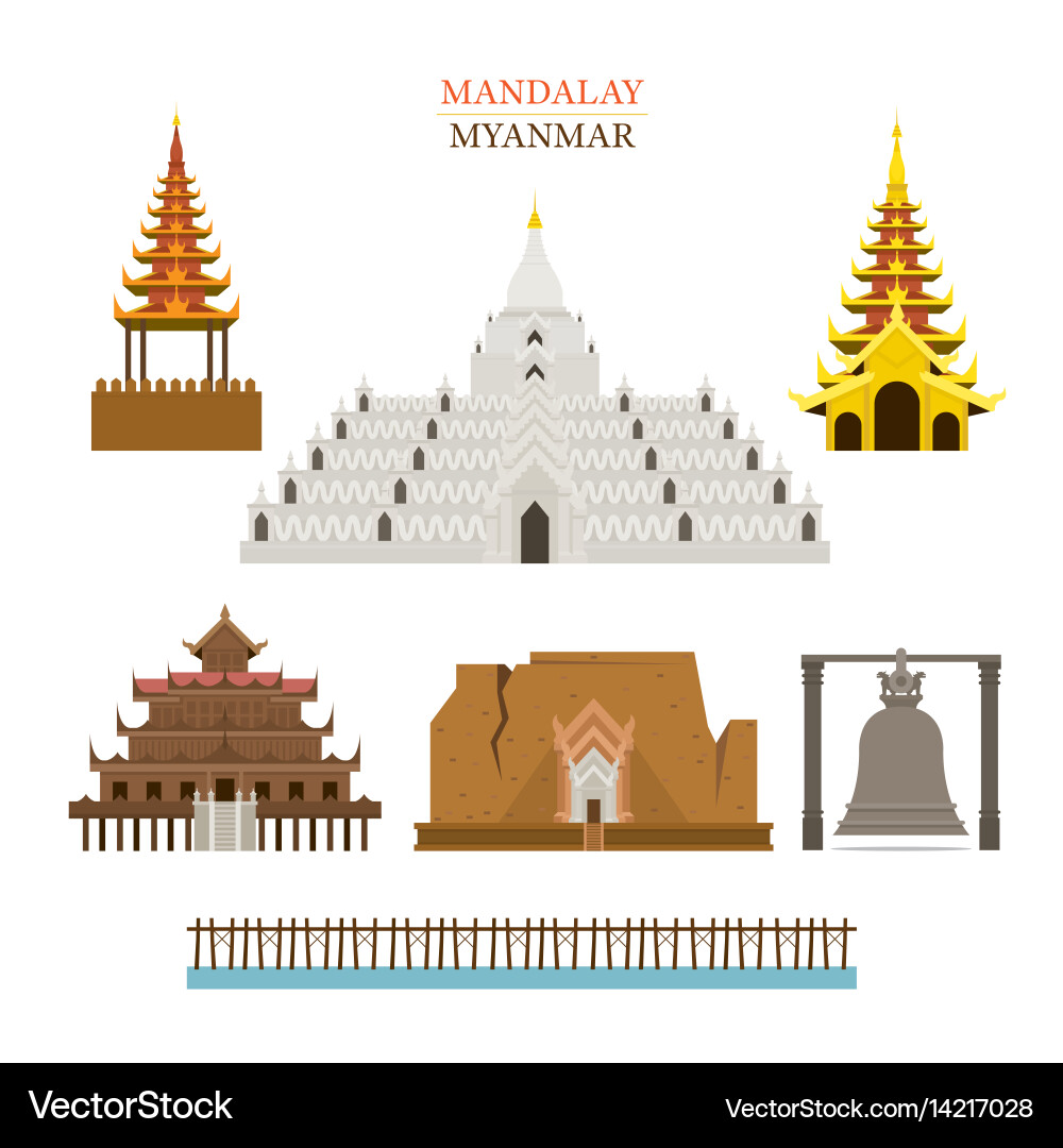 Mandalay myanmar architecture building landmarks Vector Image