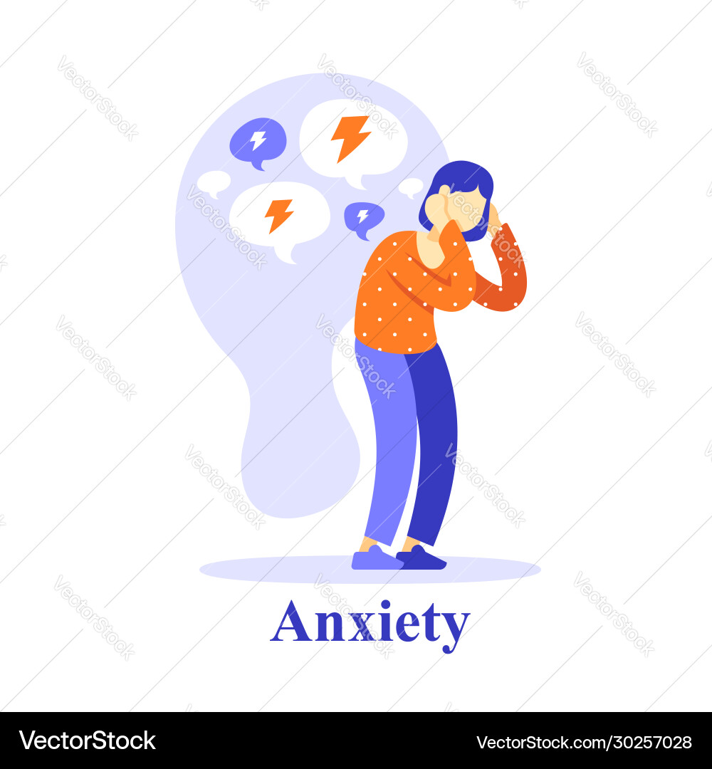 Woman character negative thinking self esteem Vector Image